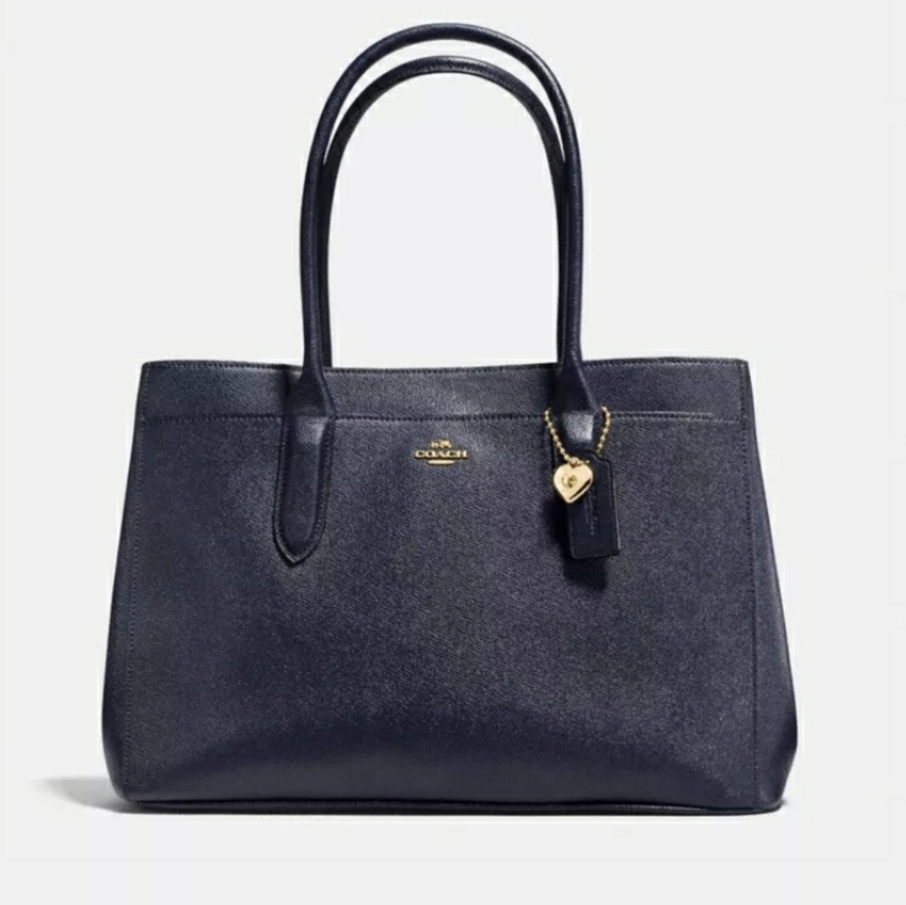 Coach Bailey Navy Blue Crossgrain Leather Carryall To… - Gem